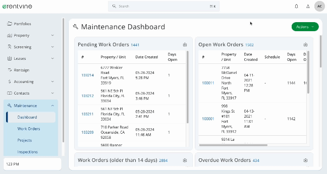 Maintenance Dashboard