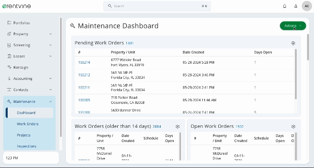 Maintenance Dashboard