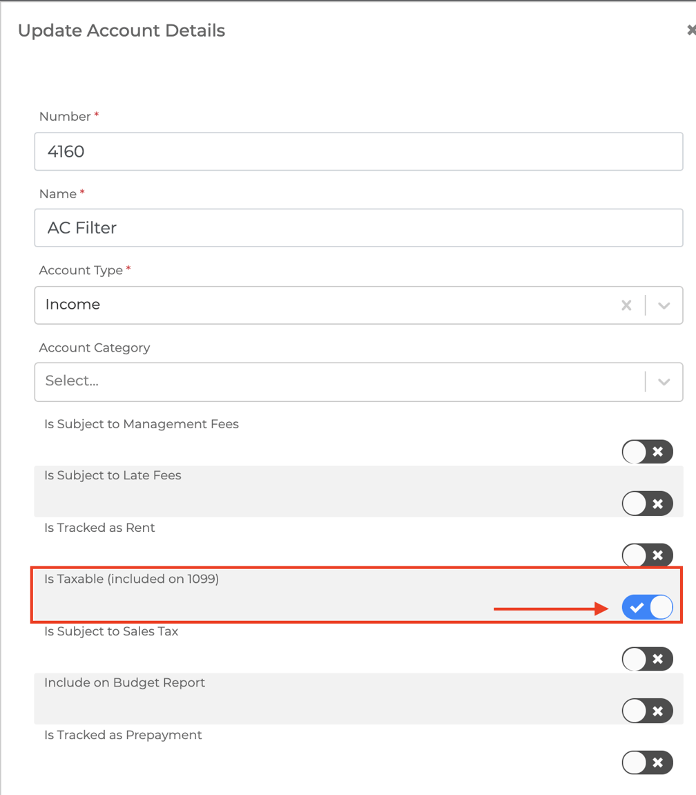 How to configure which Chart of Accounts are reported as income on 1099's