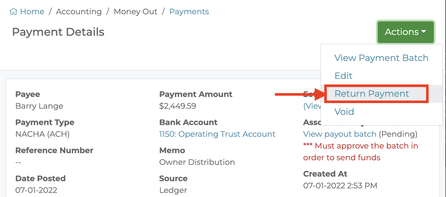 How to Return a NACHA (ACH) Payment (Money Out)
