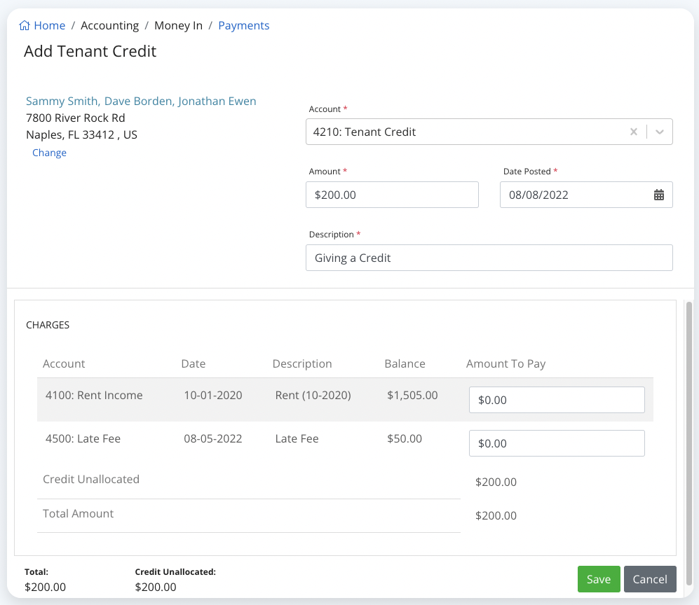 How to Credit a Tenant