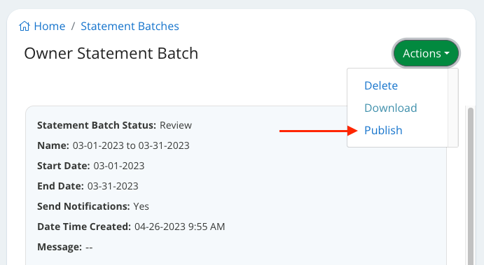 How to Create Owner Statements for Bulk Review or Publishing