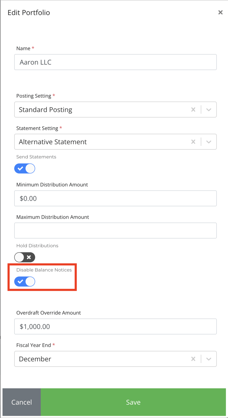 How to Enable Notices to Owners When the Portfolio Operating Balance ...