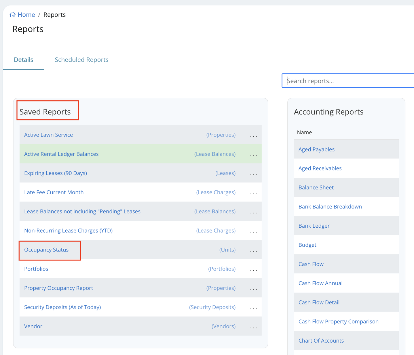 Unit Occupancy Status