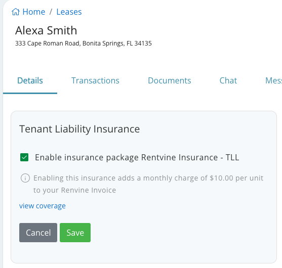 How to Enroll Resident(s) in Rentvine's Tenant Liability Insurance (TLL)