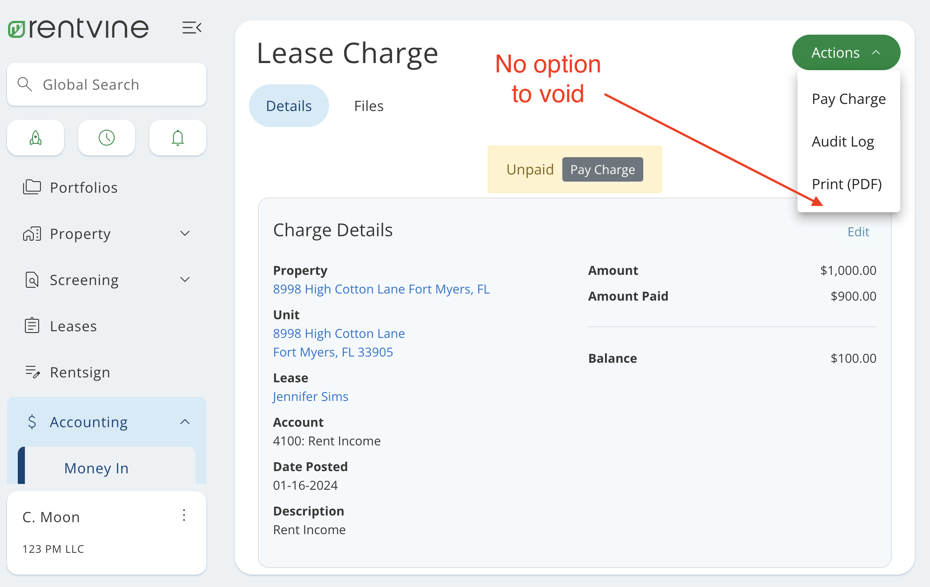 How to Void a Lease Charge that has a Payment Allocated to It