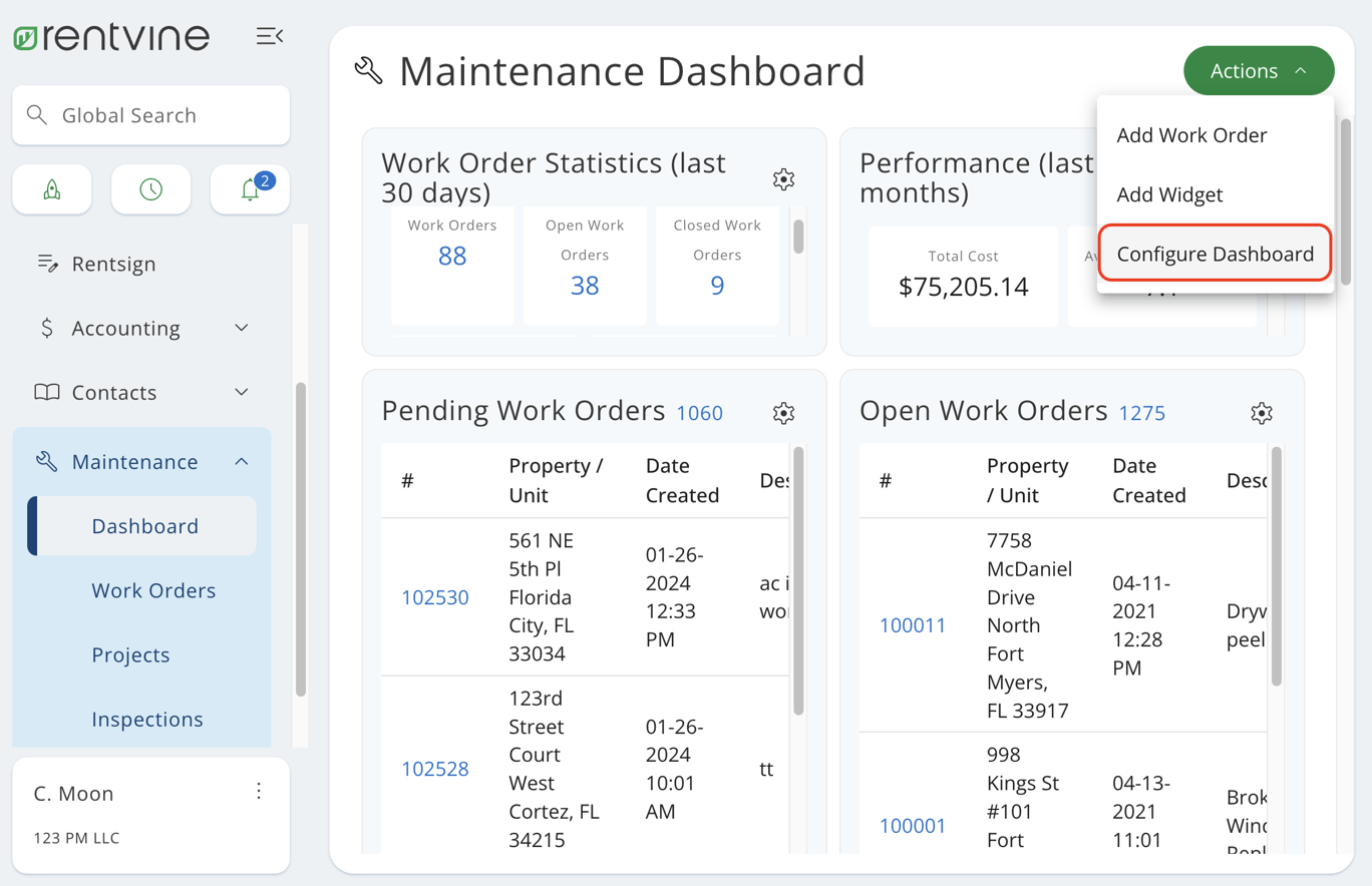 Maintenance Dashboard