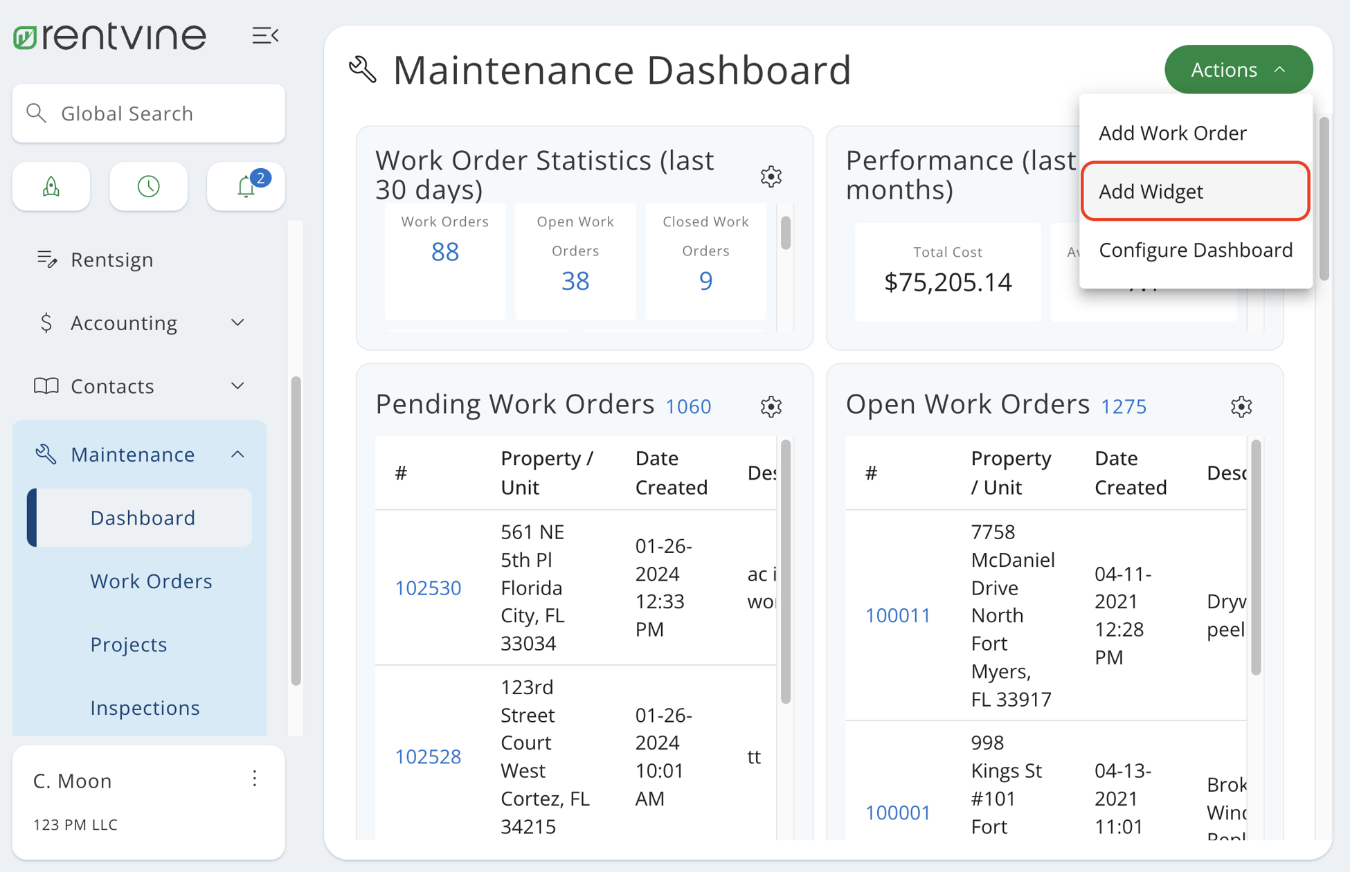 Maintenance Dashboard
