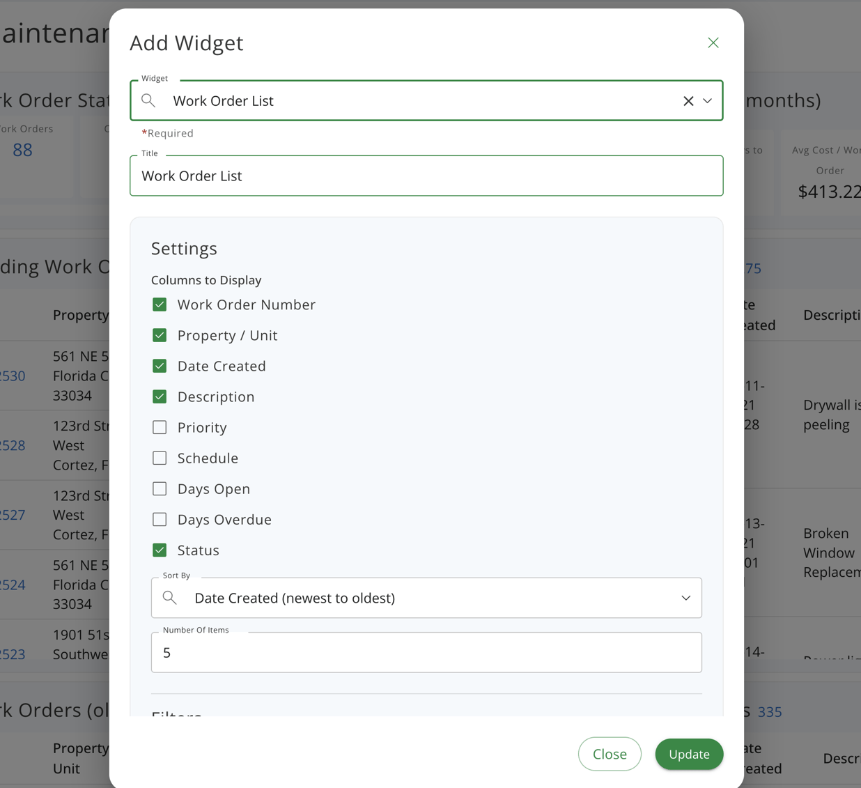 Maintenance Dashboard