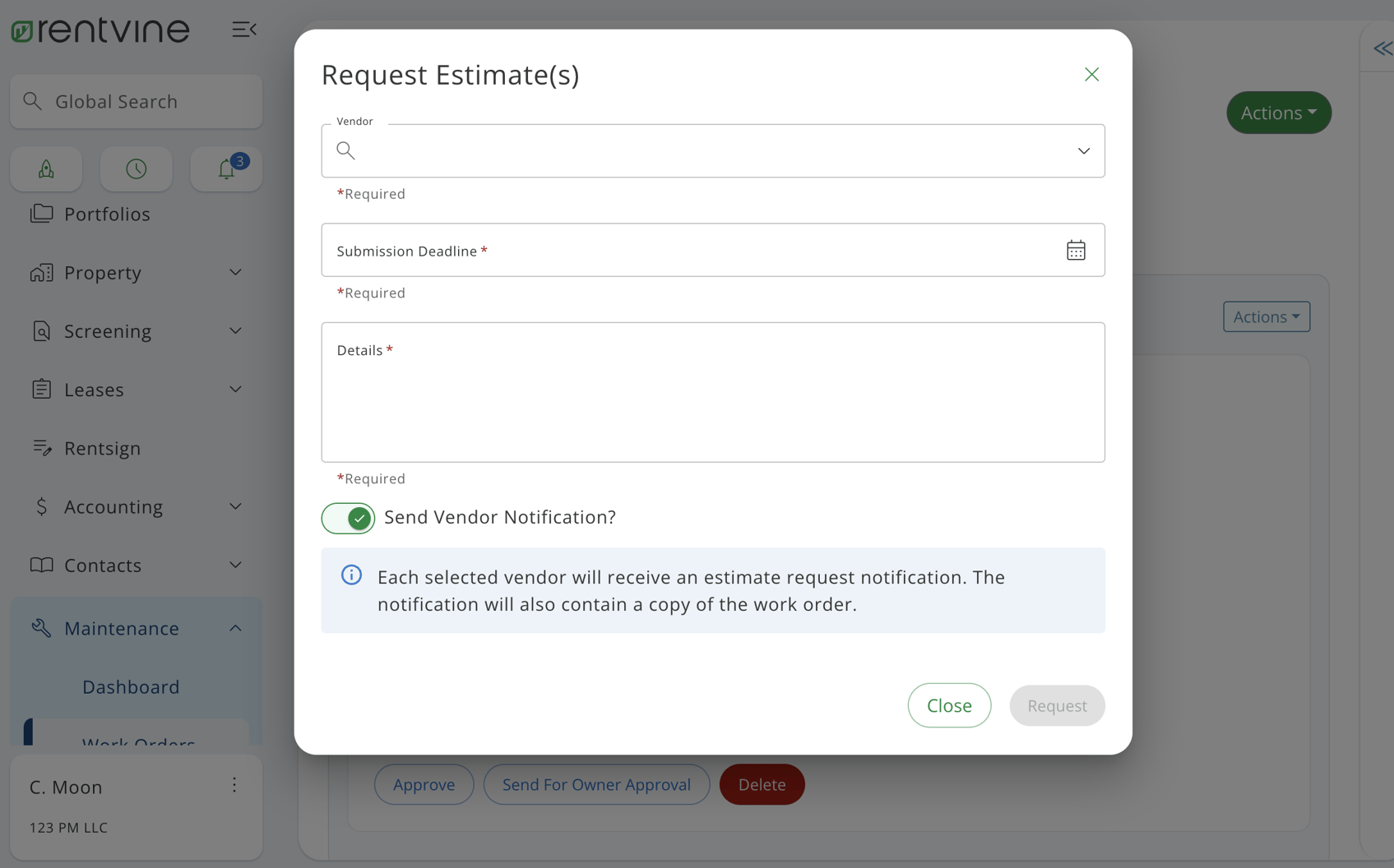 How to Request/Add a Vendor Estimate