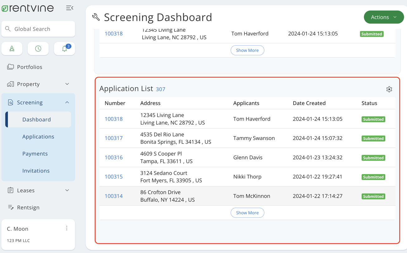 Applications Dashboard