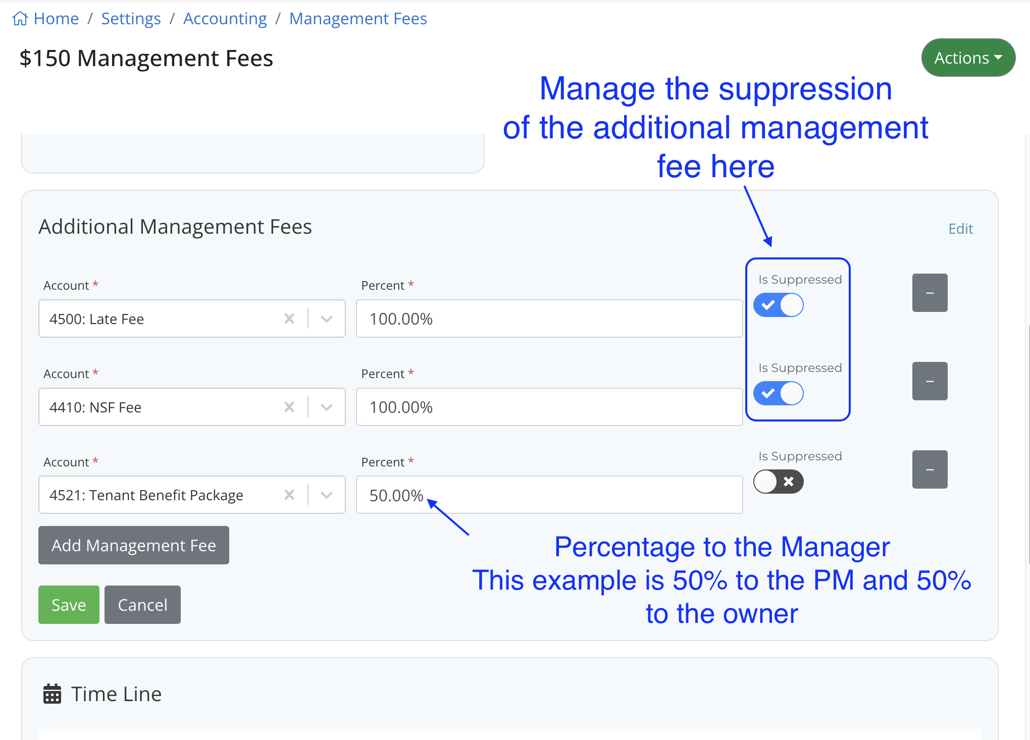 How to Setup Management Fees and Suppressed Fees