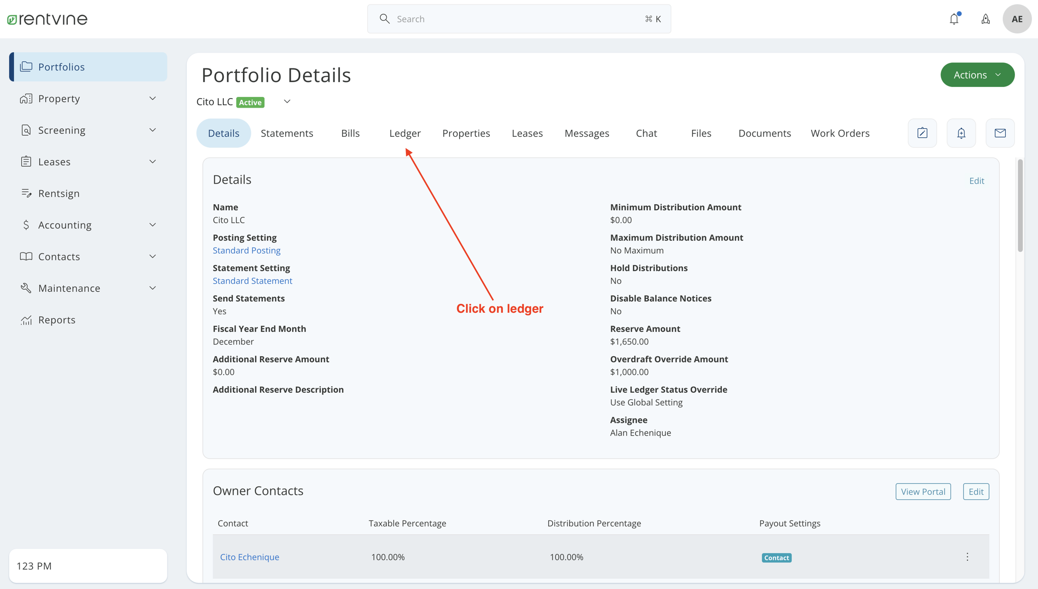 How to View a Portfolio Ledger