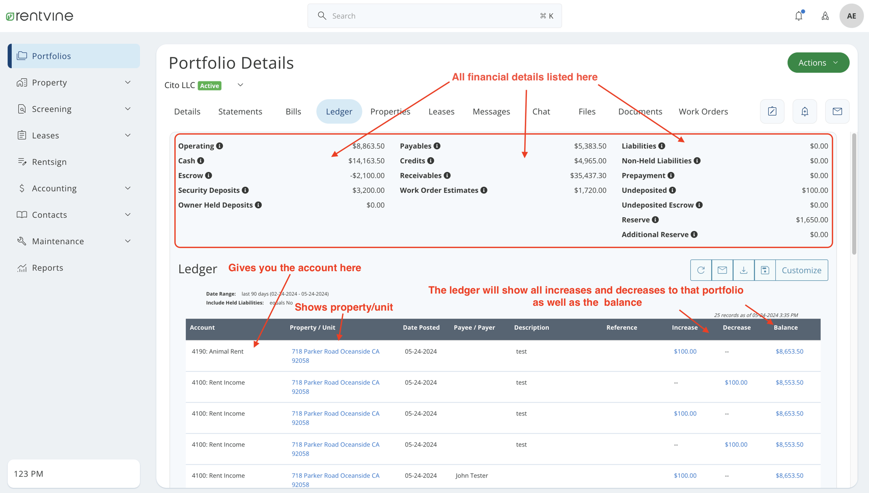 How to View a Portfolio Ledger
