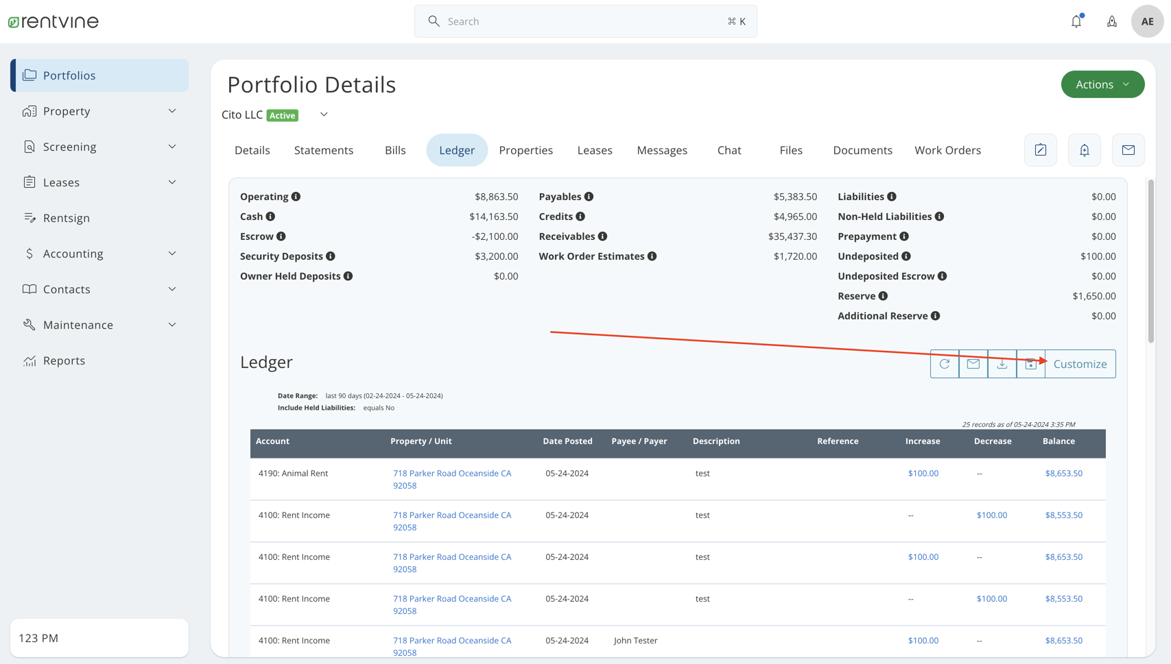 How to View a Portfolio Ledger