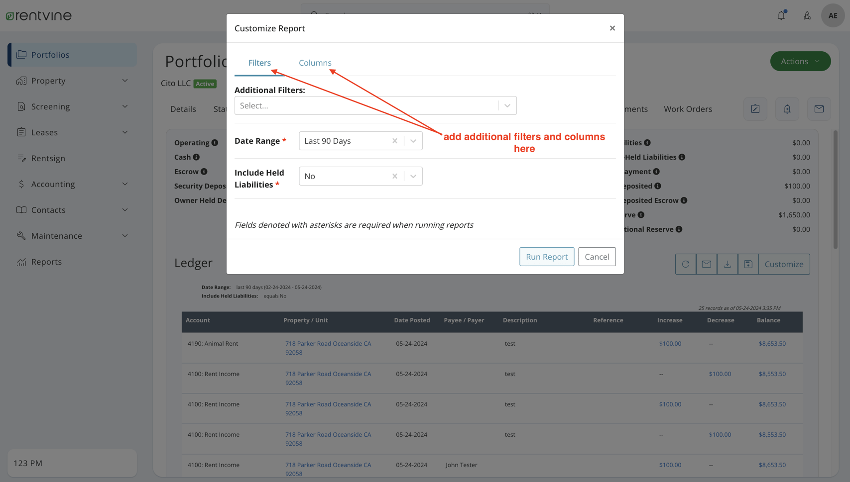 How to View a Portfolio Ledger
