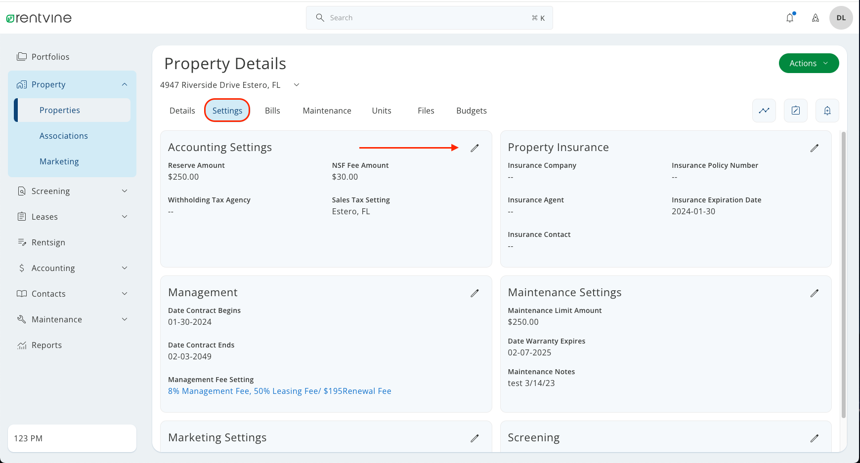 How to Edit the NSF Fee Amount of a Property or Unit