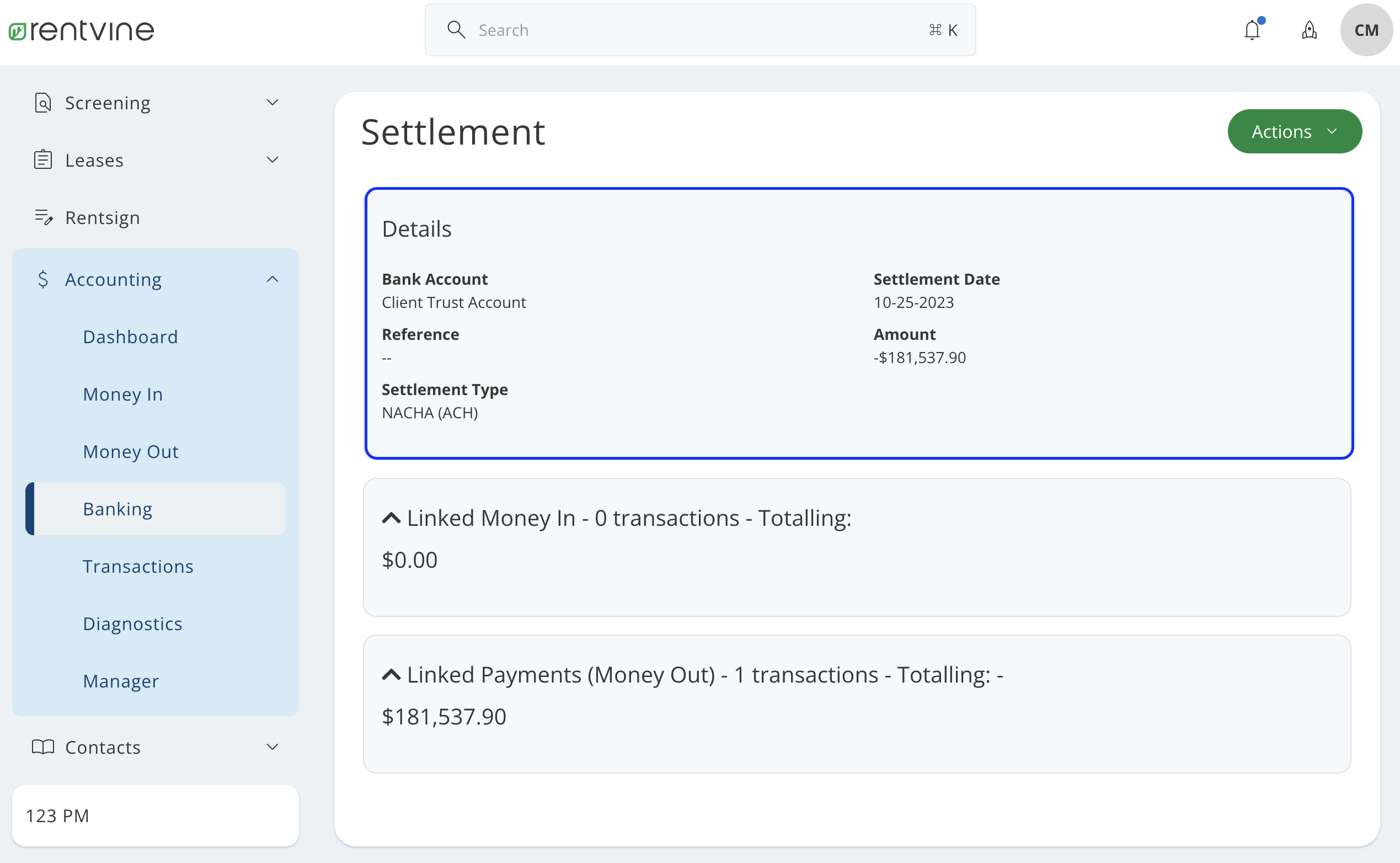 How to View Settlements in Rentvine