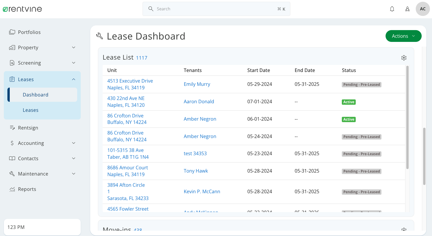 Leases Dashboard