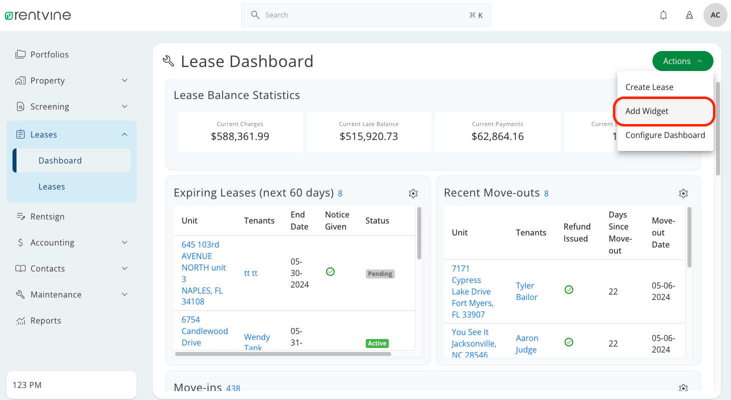 Leases Dashboard
