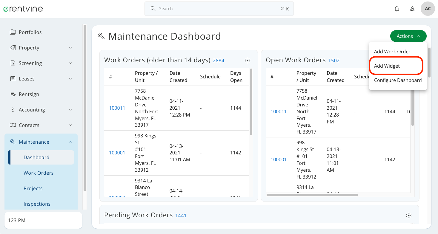 Maintenance Dashboard