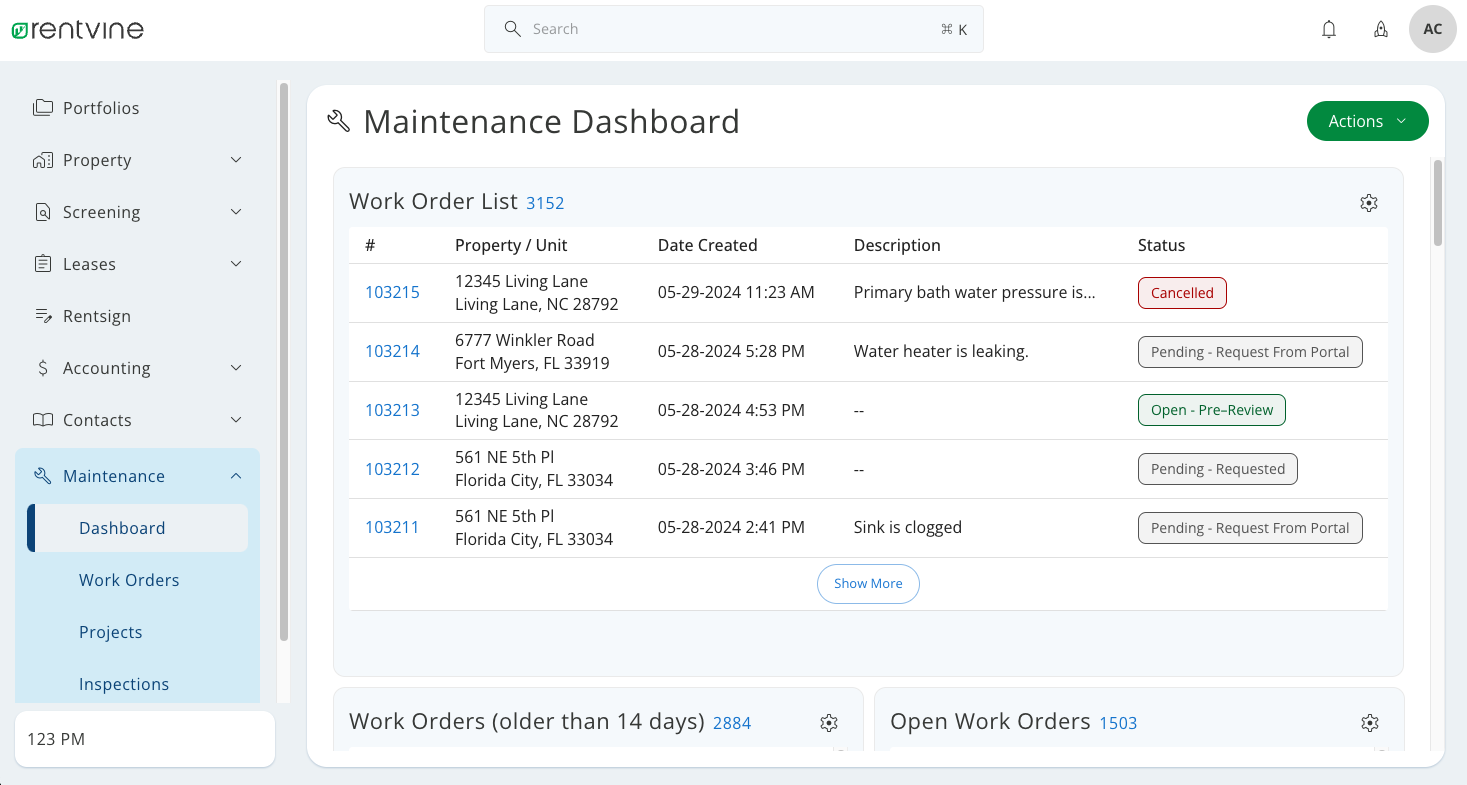 Maintenance Dashboard