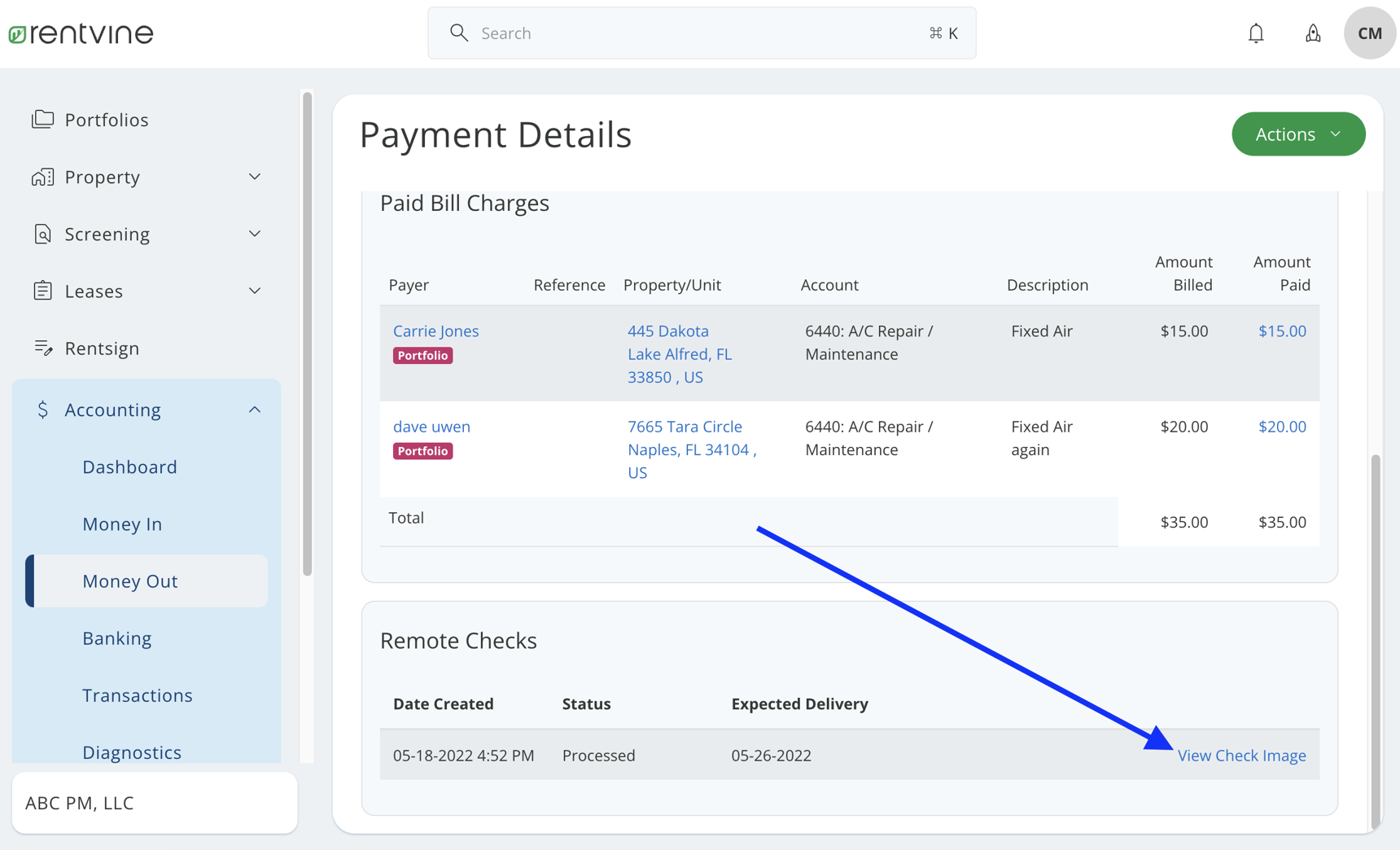 How To Send Remote Checks When Making Payments out of Rentvine