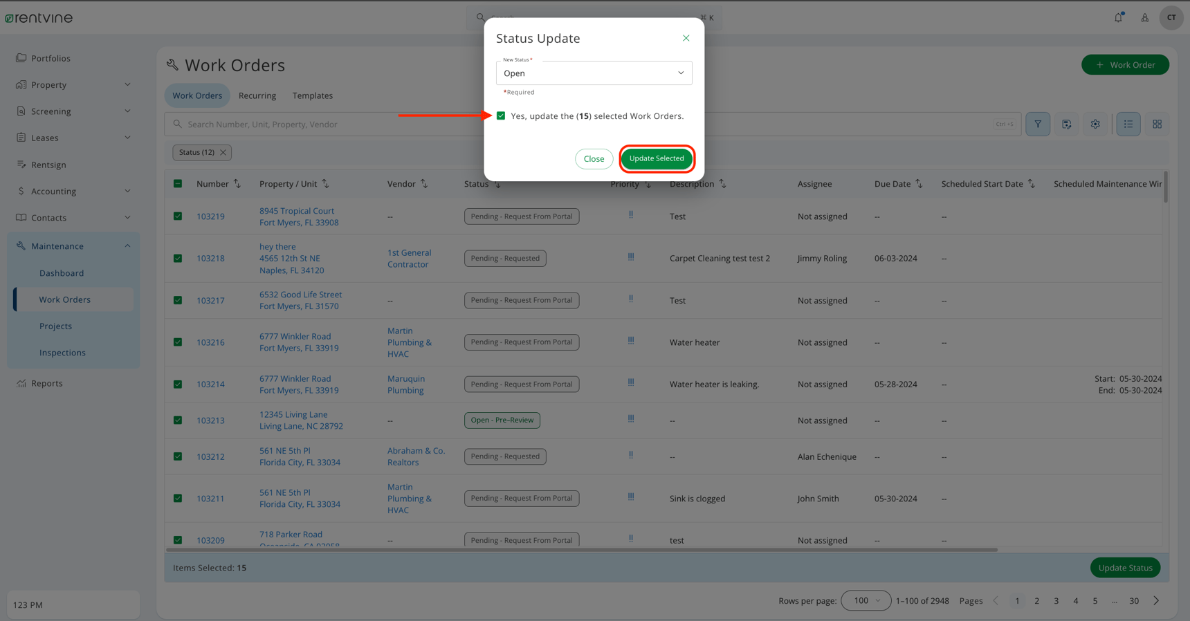 How to Change the Status of Work Orders in Bulk