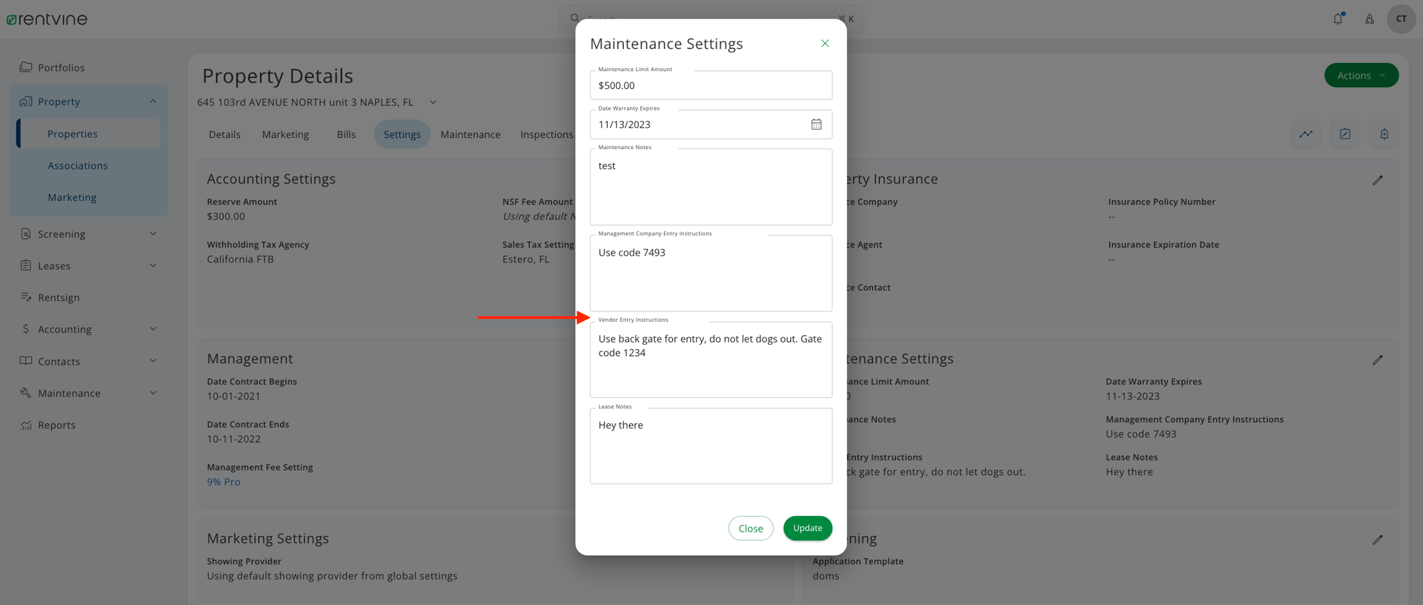 How To Add-Edit Automated Vendor Entry Instructions under the Property-Unit