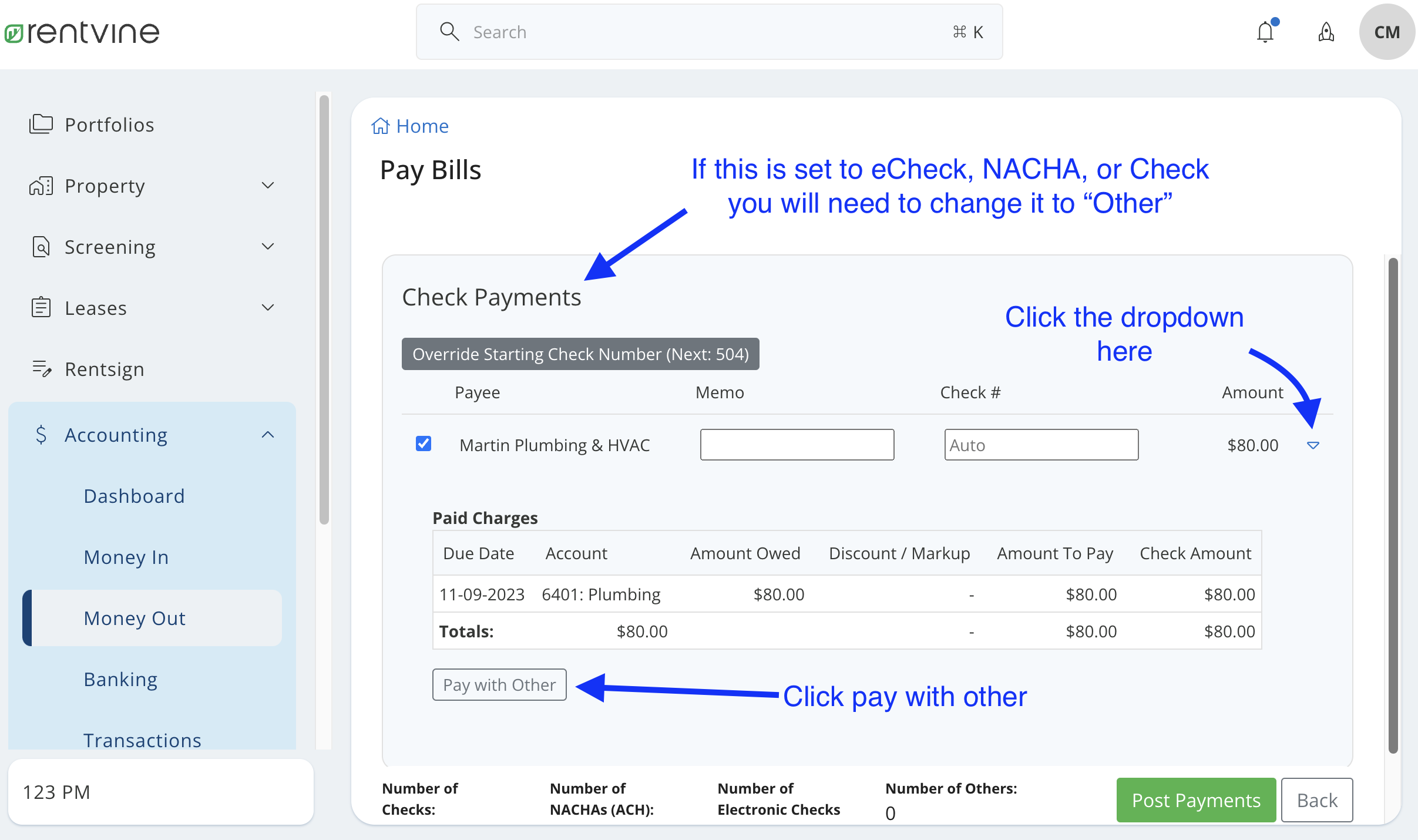 How to Record a Payment (Other Payout) to an Owner, Vendor or Resident ...