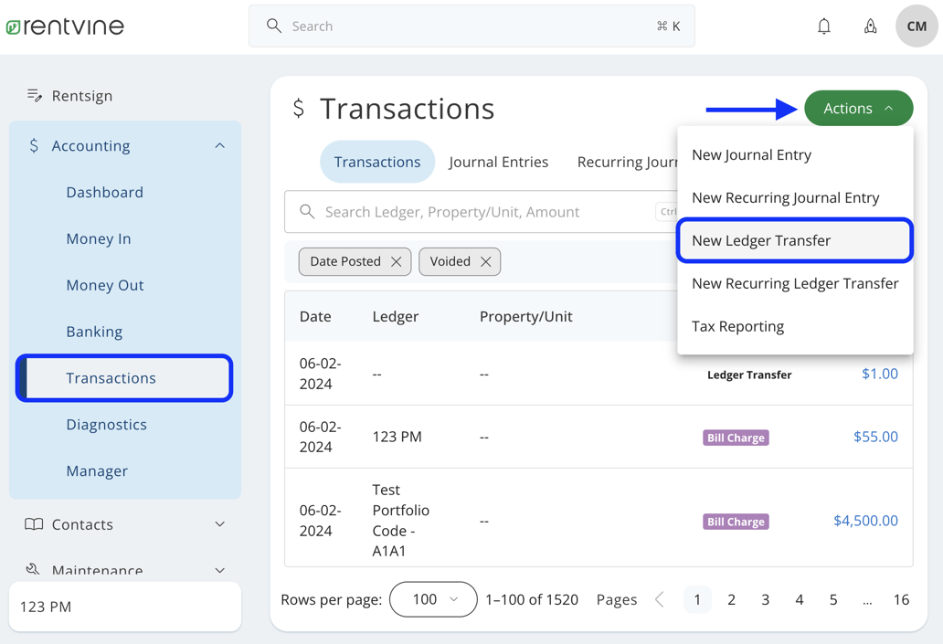 How to Add a Ledger Transfer