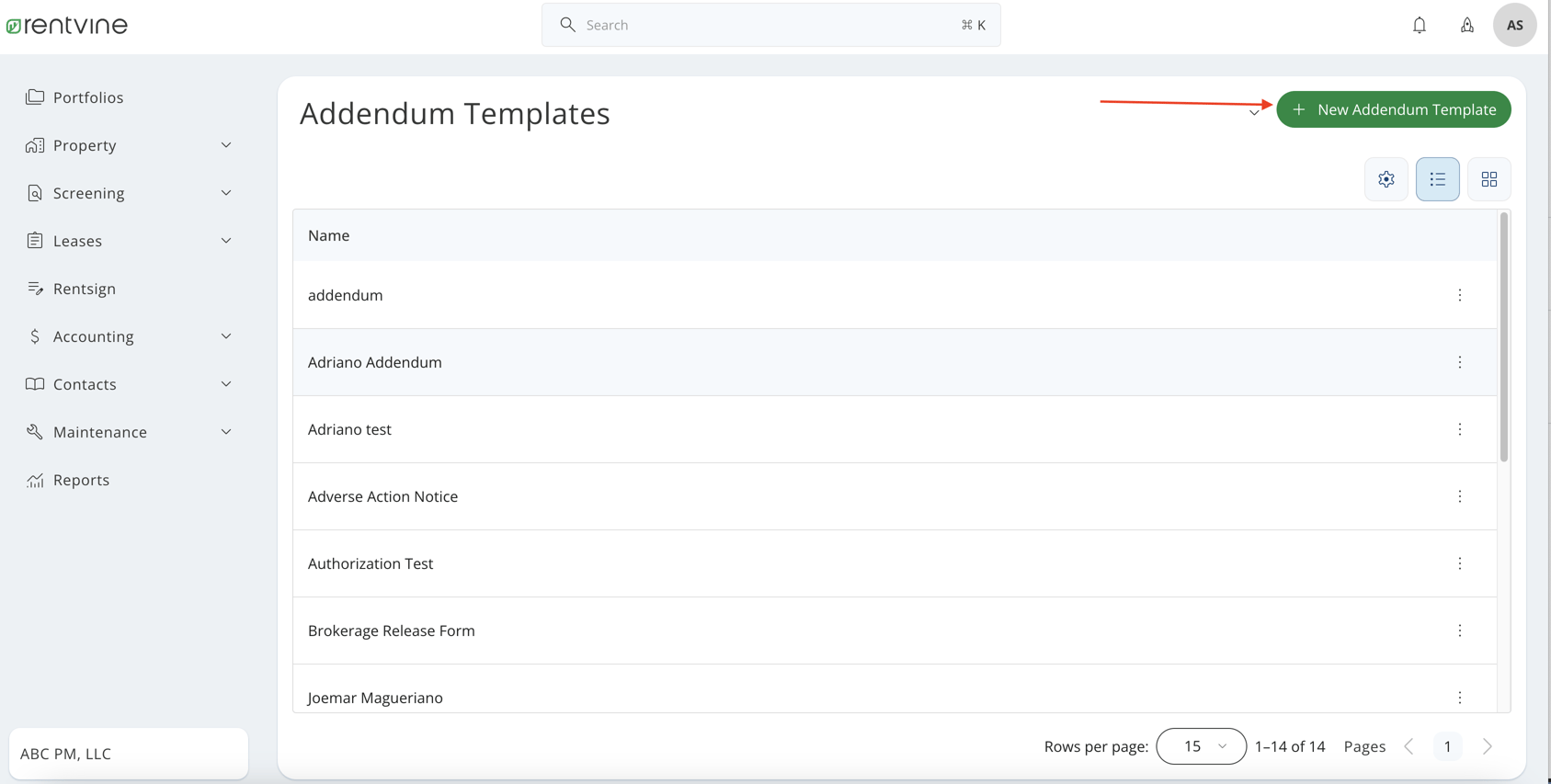 How to Add new Addendum Template?