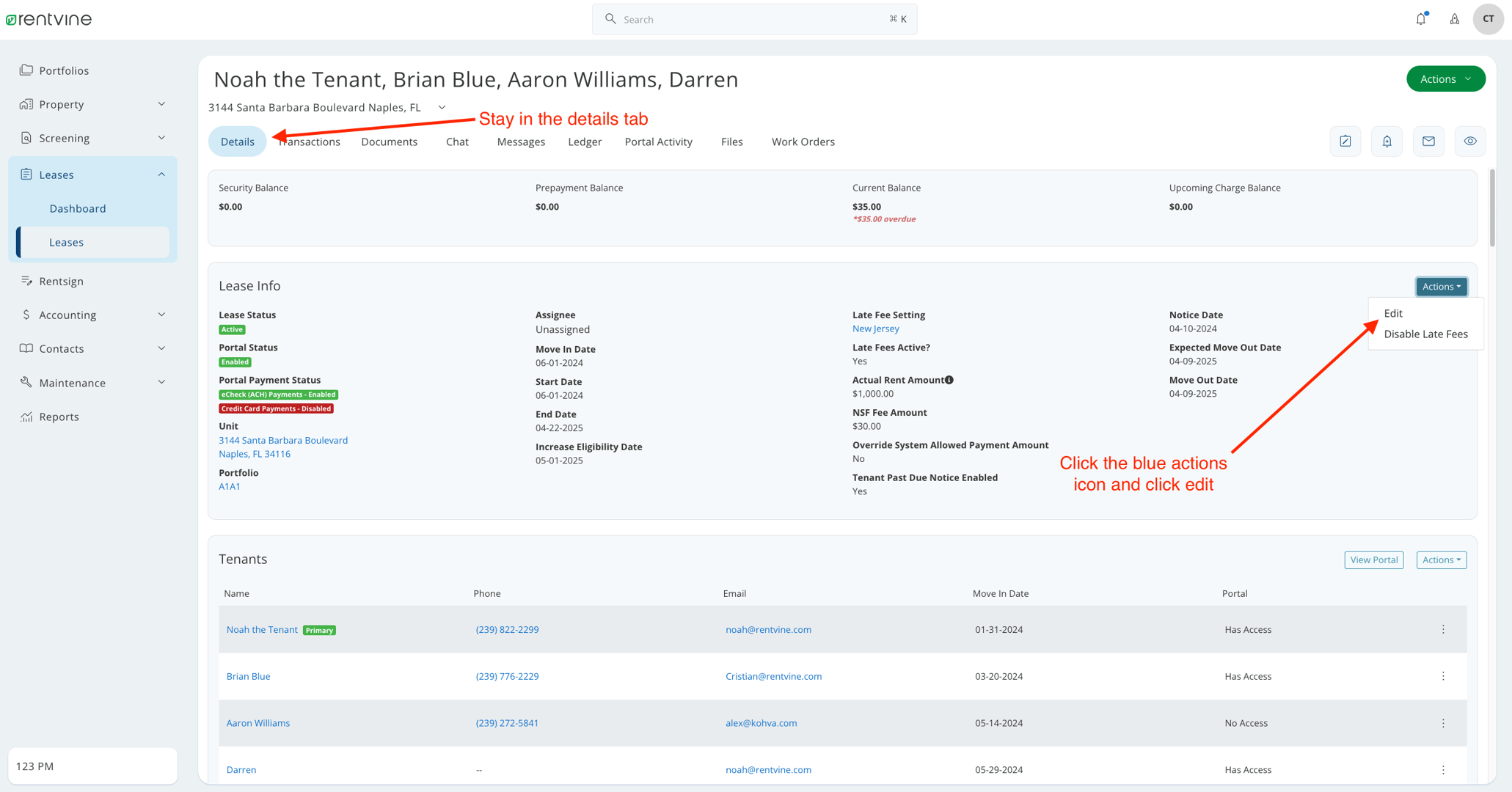 How to Edit the Late Fee Setting/Profile on a Lease