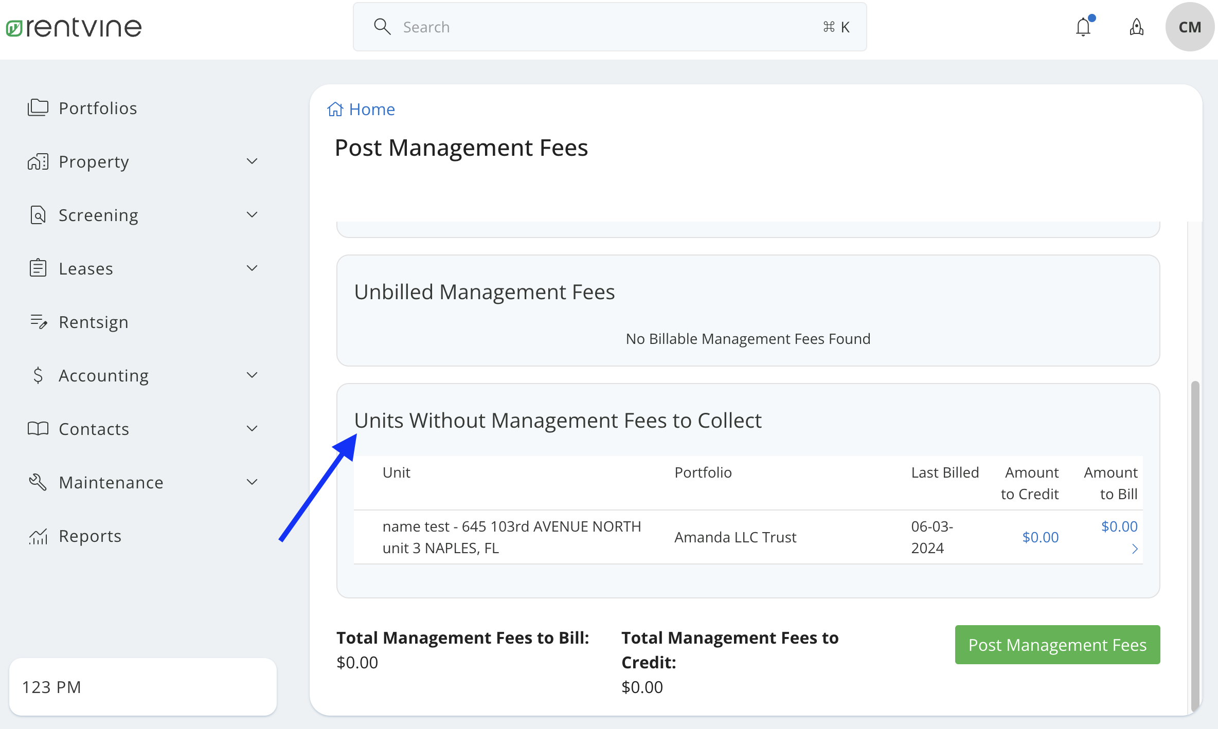 Management Fees Posted Incorrectly