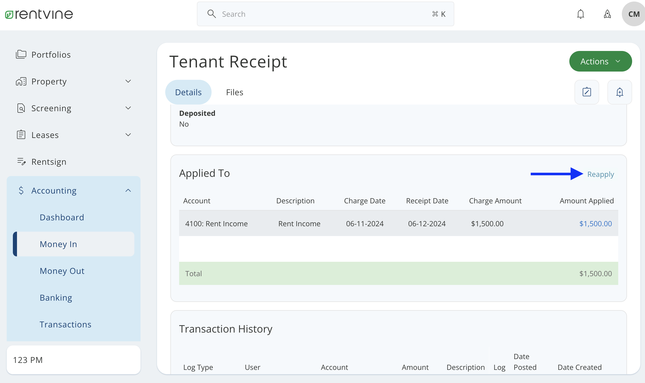 How to Reallocate a Tenant Receipt