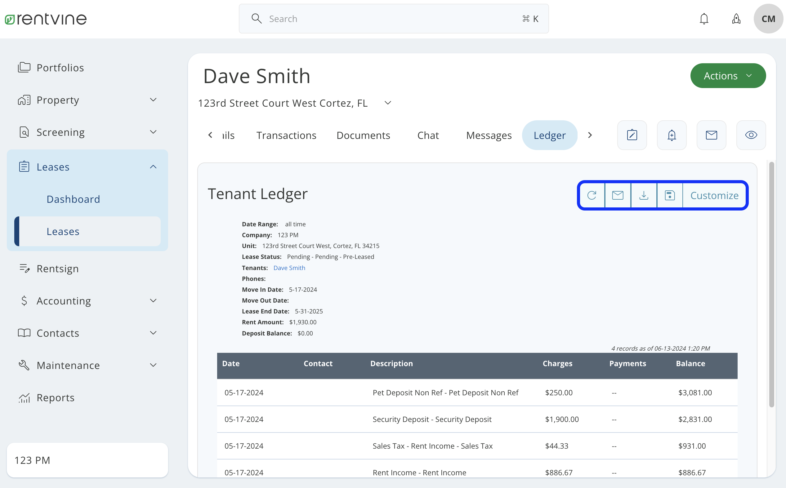 How to View a Tenant/ Lease Ledger