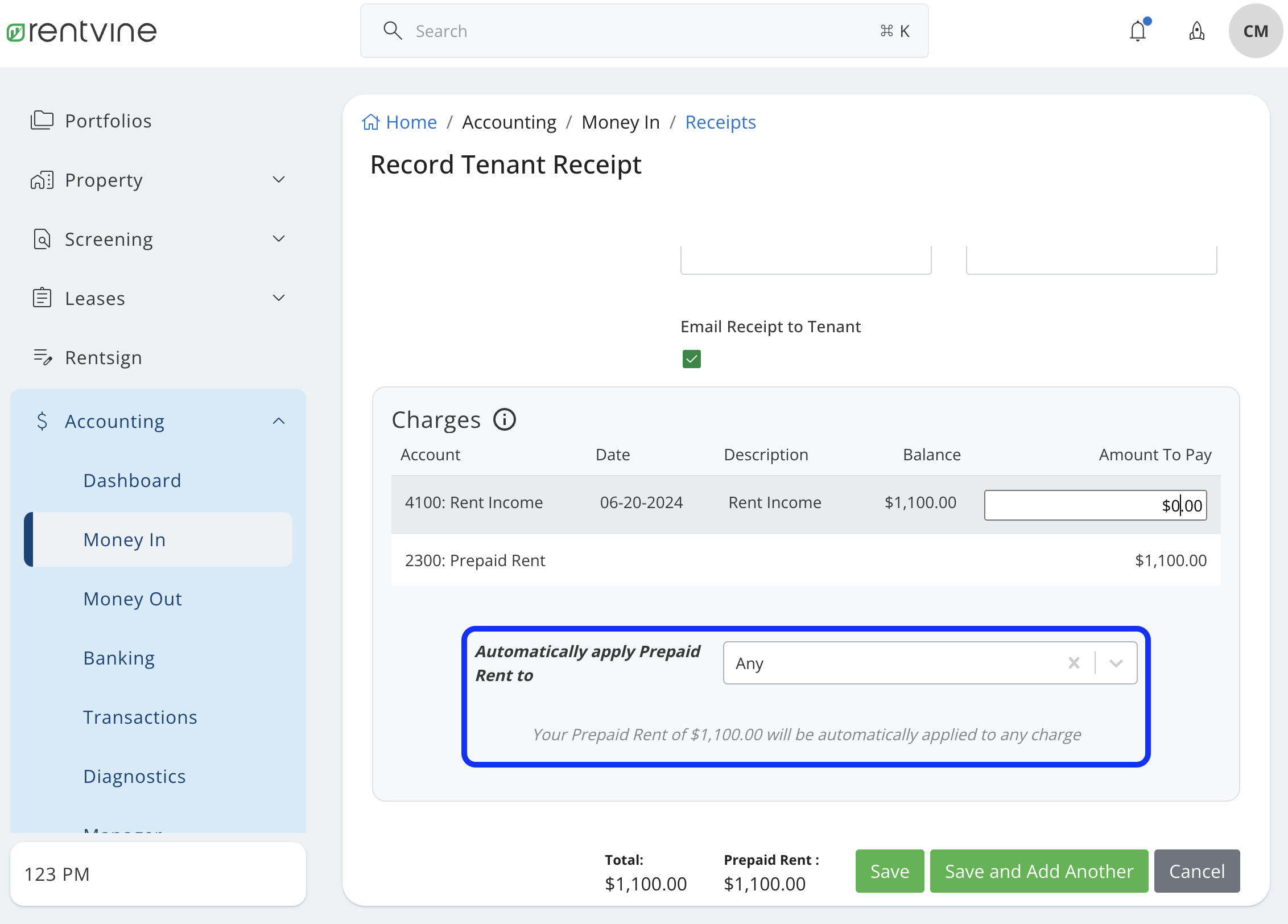 How to Record a Tenant Receipt