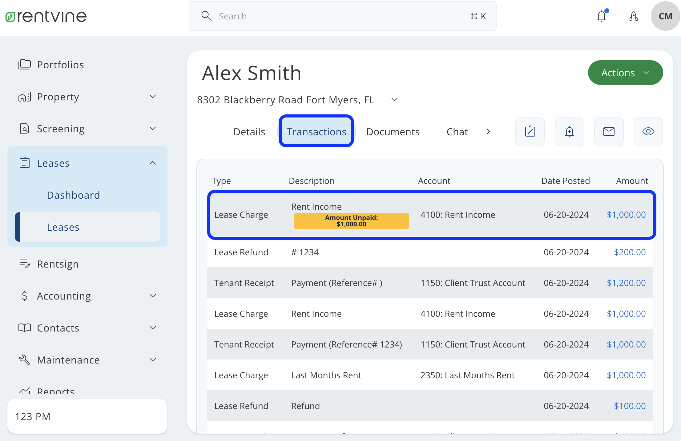 How to Edit a Lease Charge
