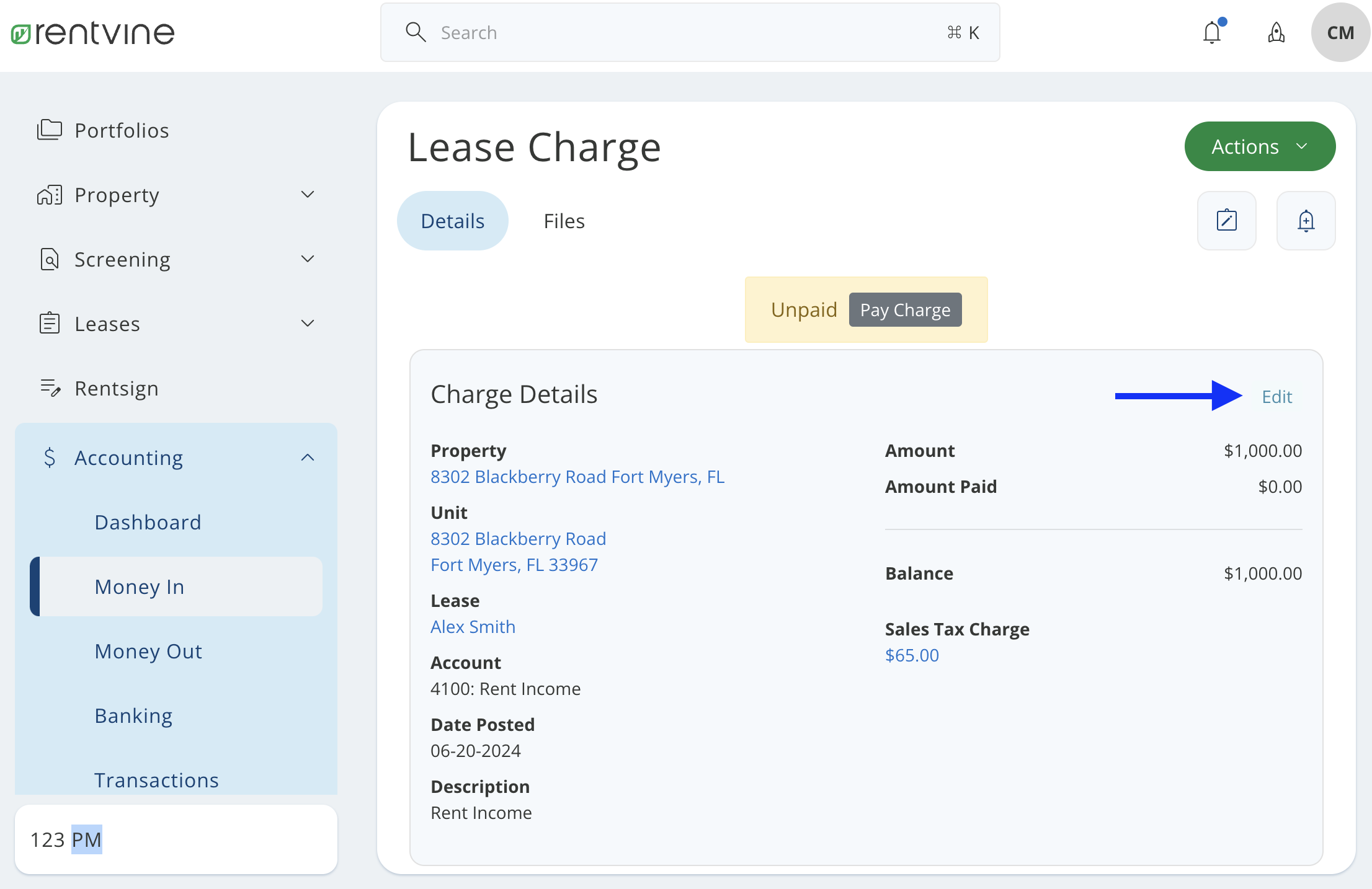 How to Edit a Lease Charge
