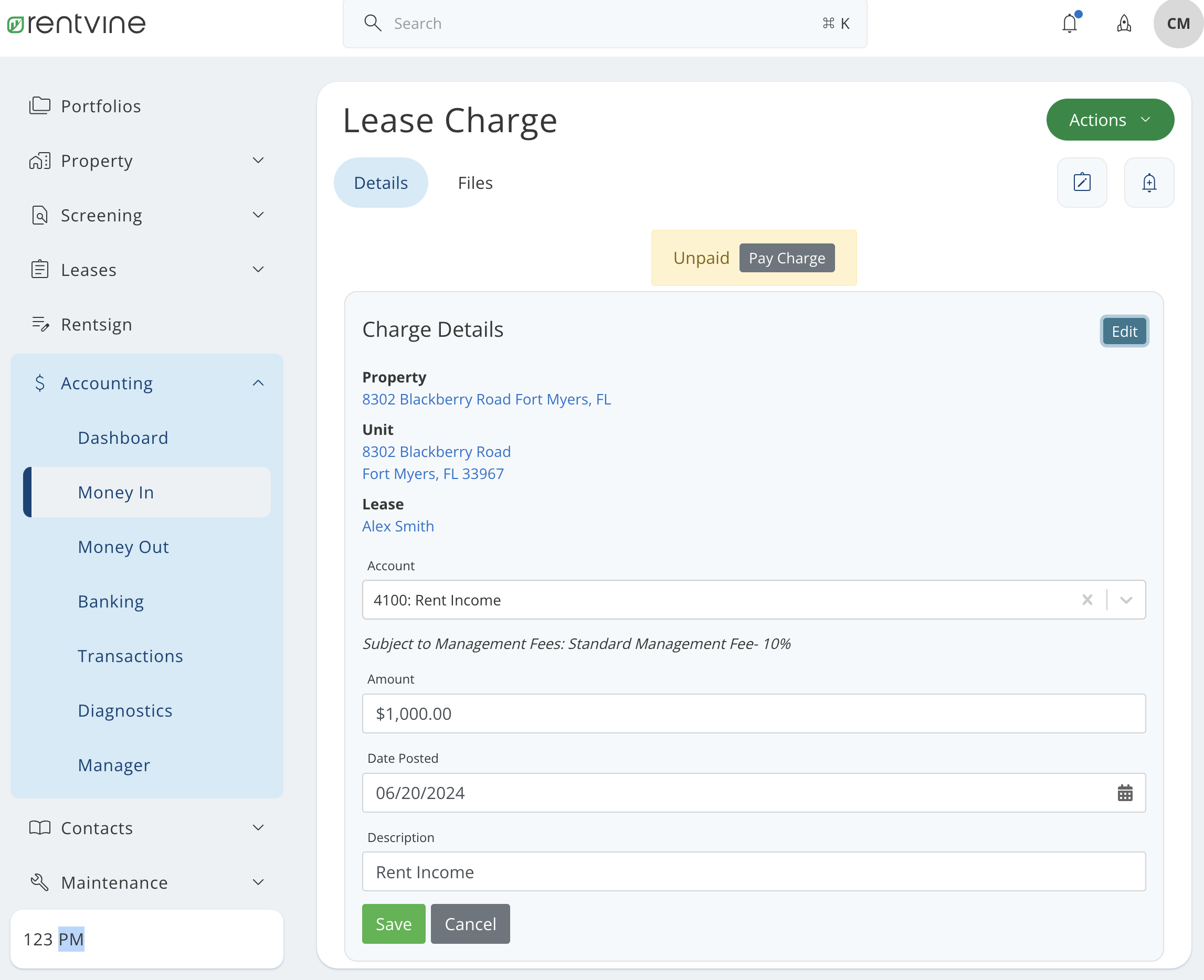 How to Edit a Lease Charge
