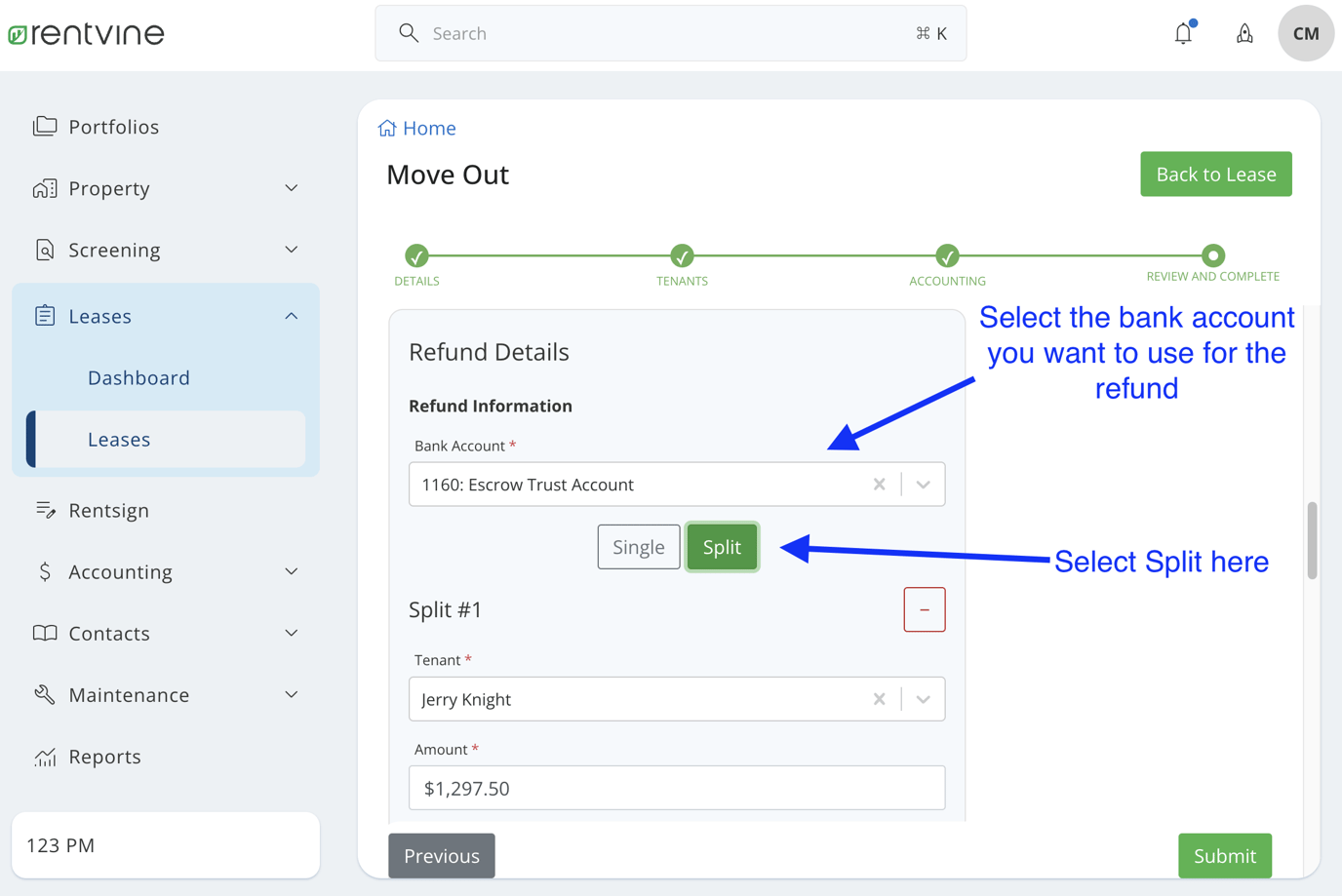 How to Split a Security Deposit Refund Utilizing the Move Out Flow