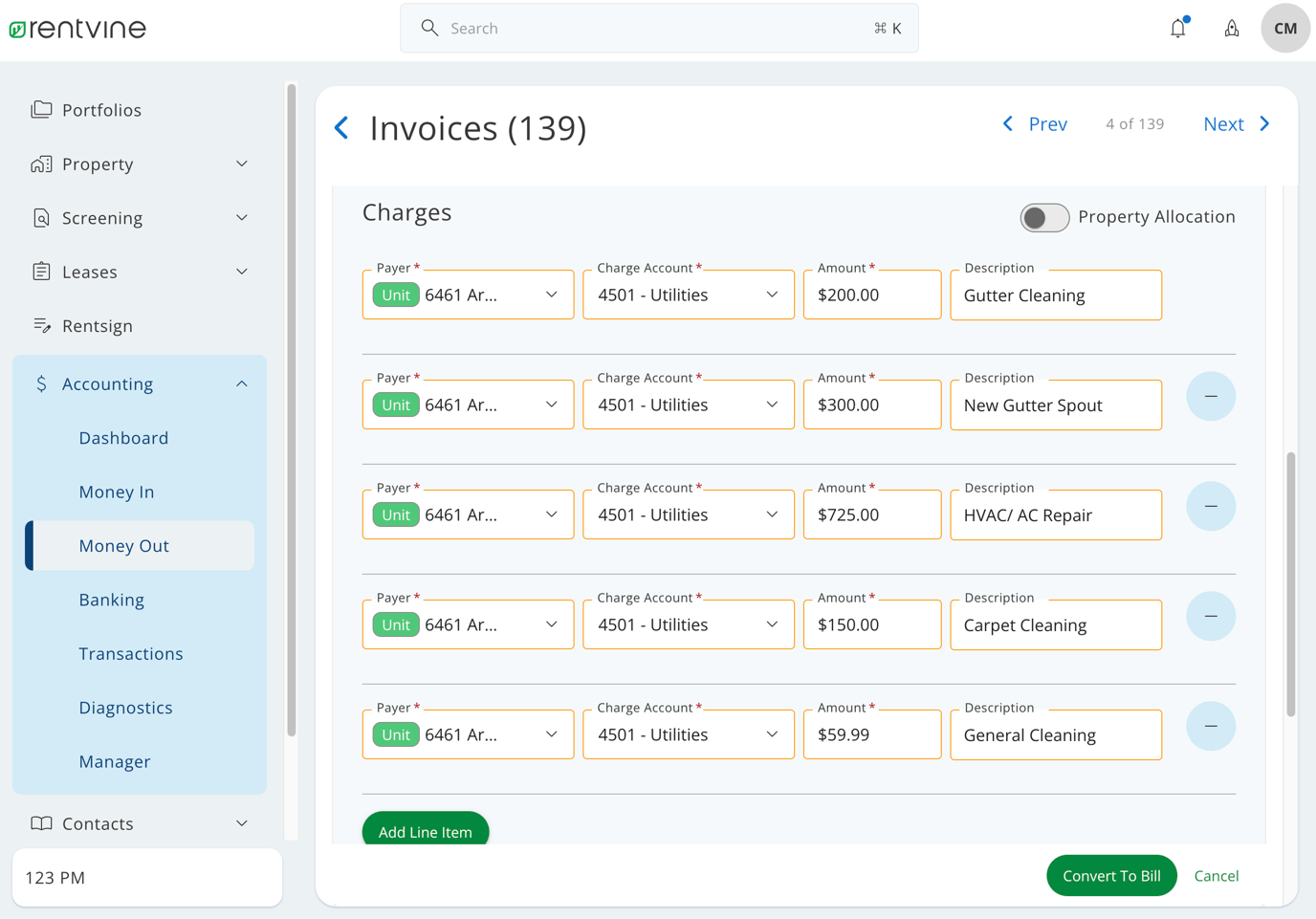 Rapid Invoice Feature