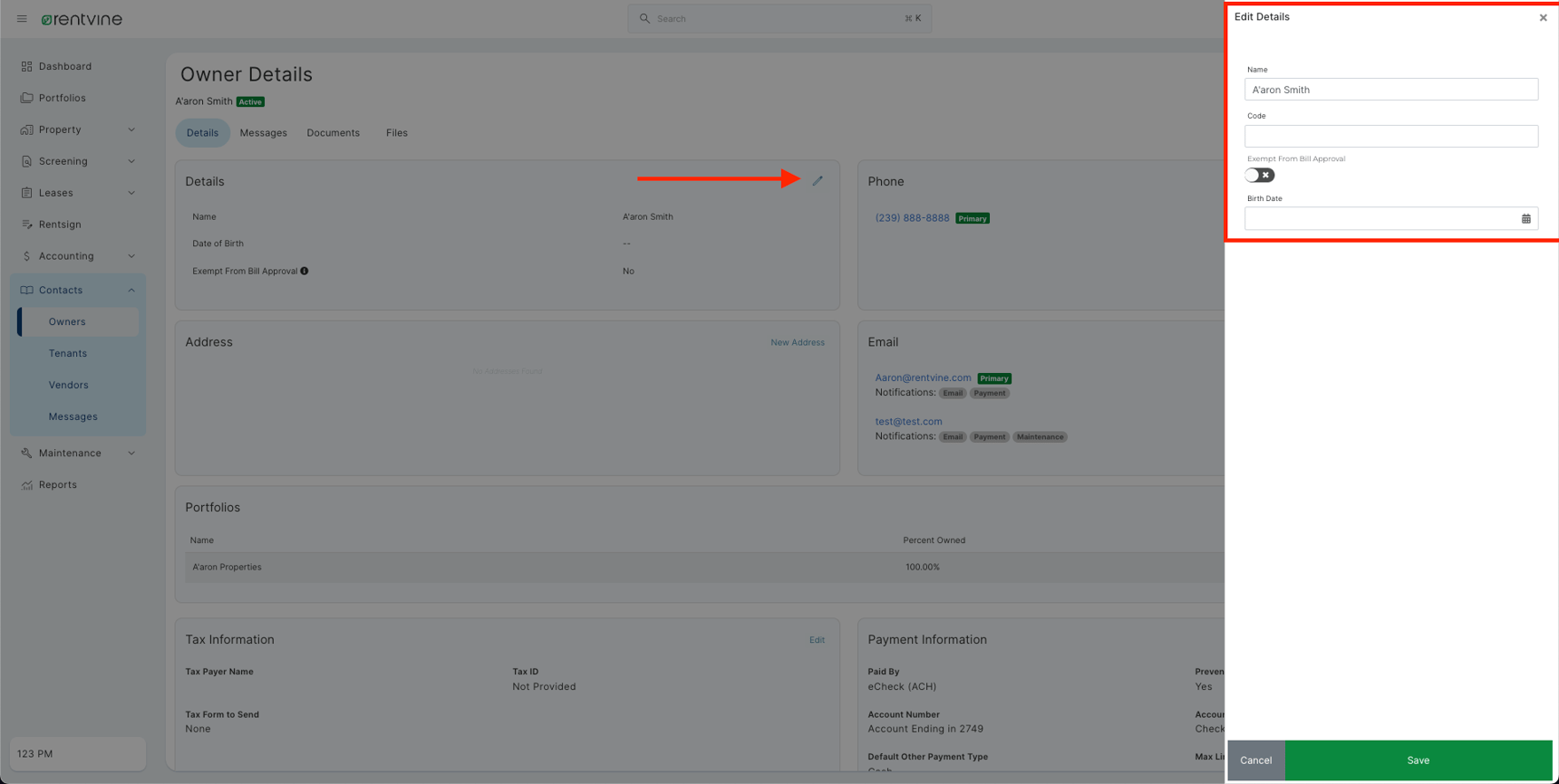 How To Edit Owner Information
