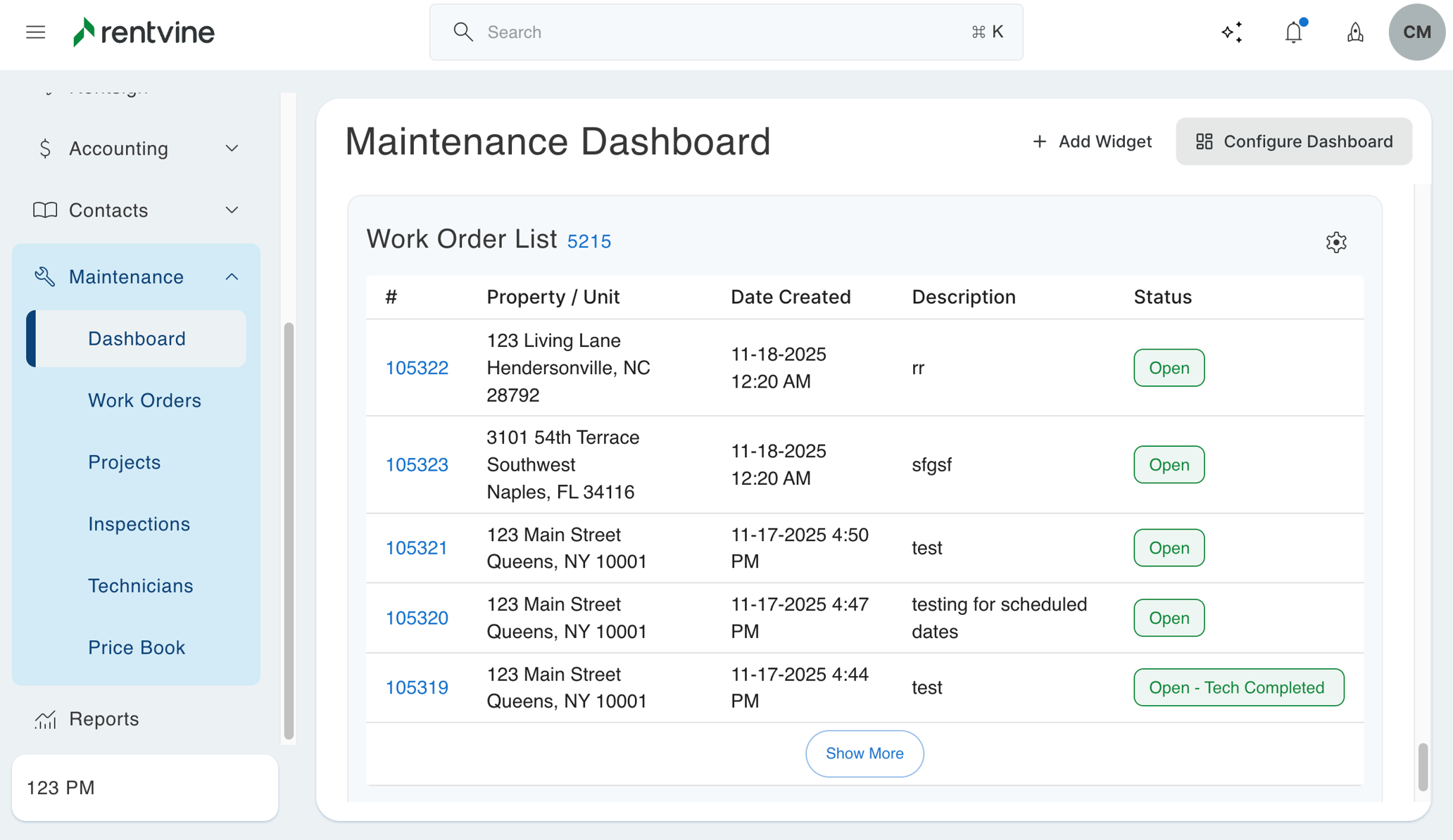 Maintenance Dashboard