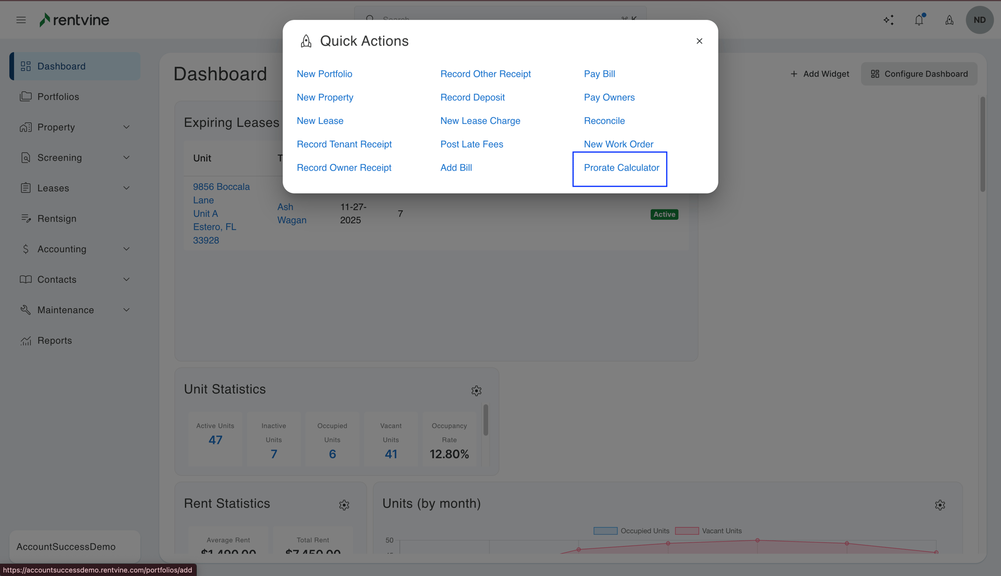 Prorate Settings