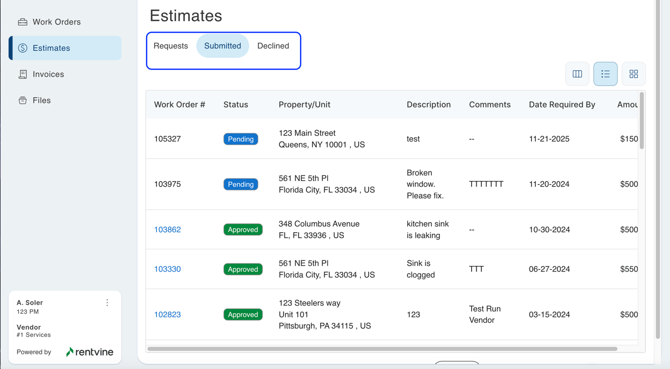 How to Request/Add a Vendor Estimate