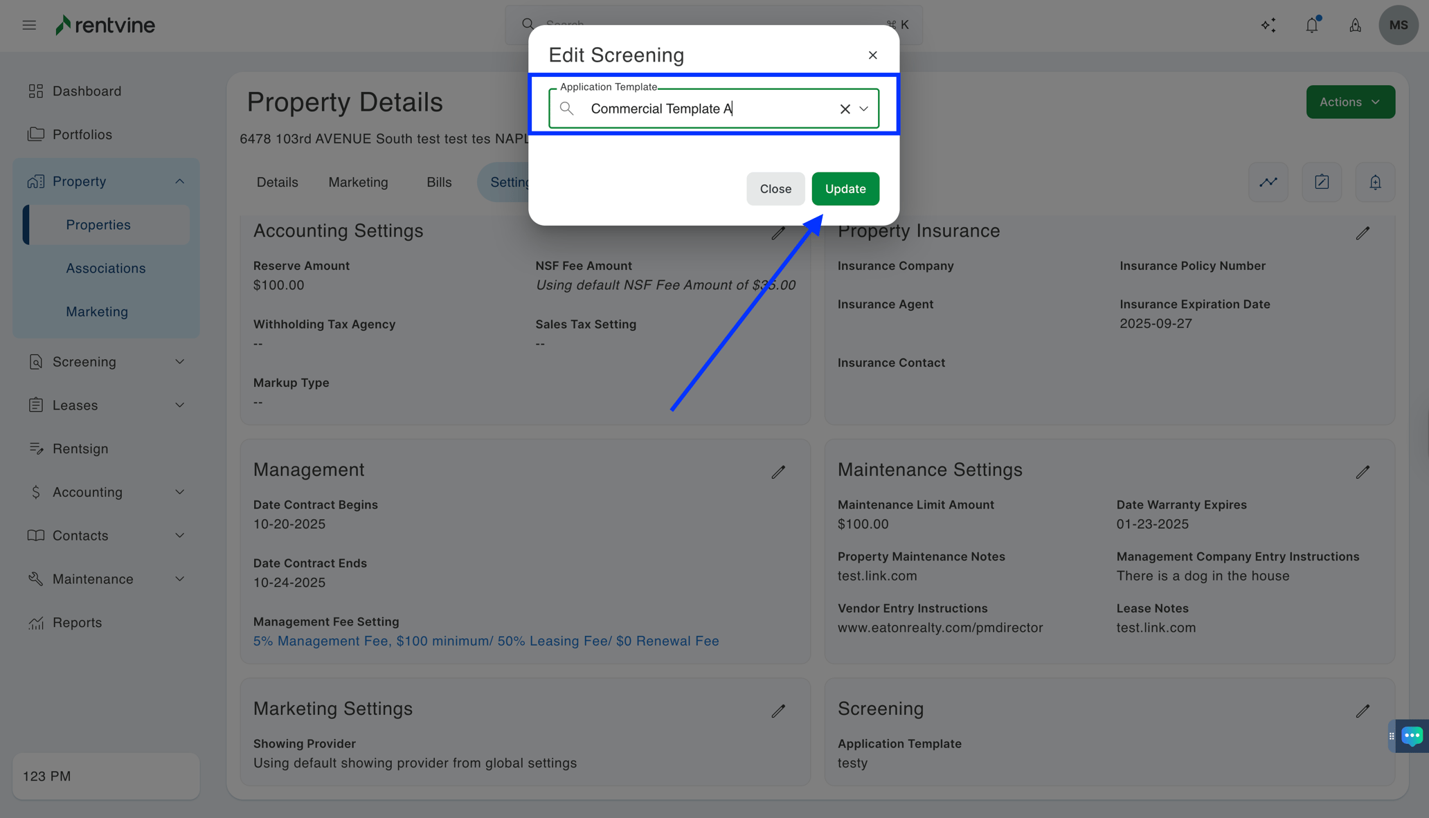 How to Assign Application Templates to Specific Properties?