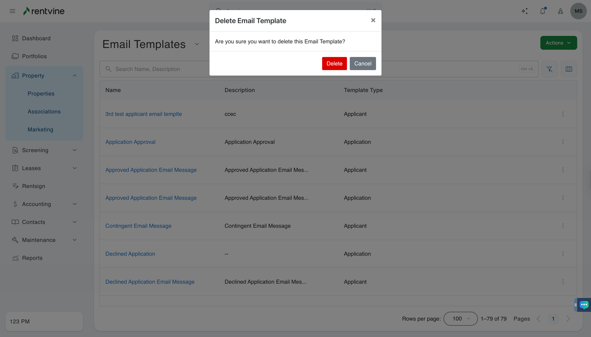 How to Delete an Application Email Template?
