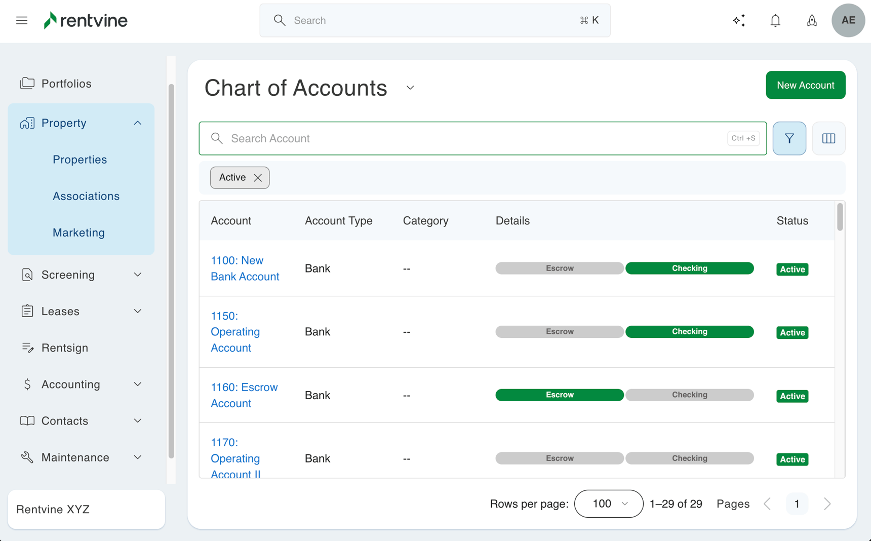 Chart Of Accounts and Account Categories Settings