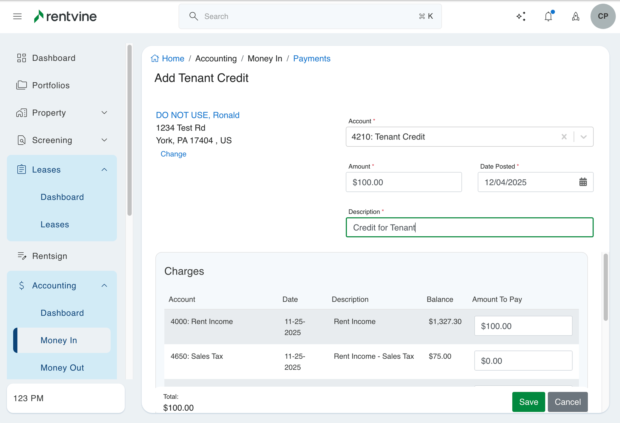 How to Credit a Tenant
